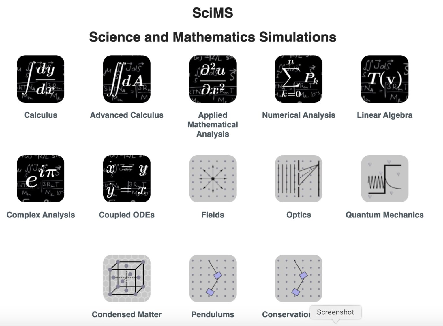Science and Mathematics Simulations (SciMS) - ACDS