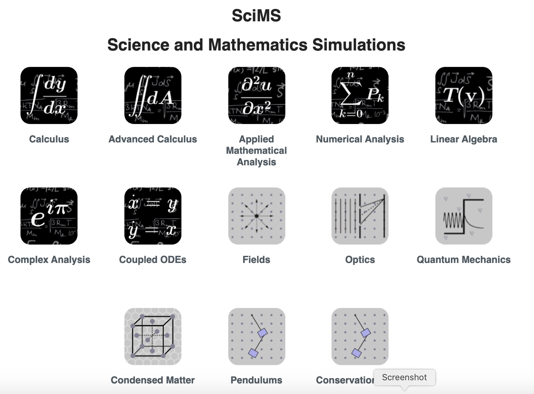 Science and Mathematics Simulations (SciMS) - ACDS